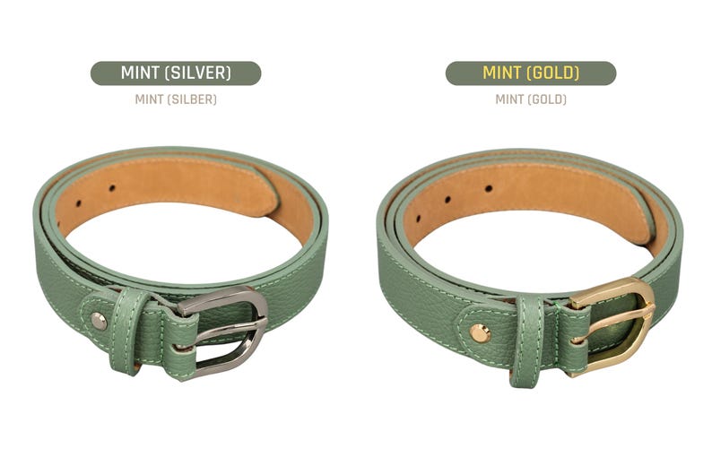 Personalized Leather Belt for Women – Silver & Gold Buckle, Custom ...