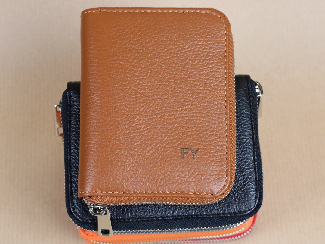 Personalized Leather Wallet, Mini Wallet for Women, Zippe Card Slots ...