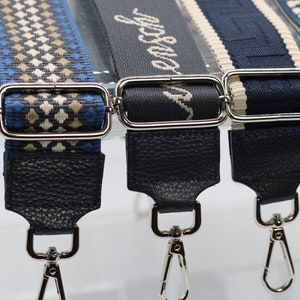 Navy Blue Leather Bag Strap for Women , Patterned Strap for Bags With ...