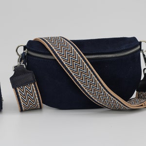 Navy Blue Leather Bag Strap for Women , Patterned Strap for Bags With ...