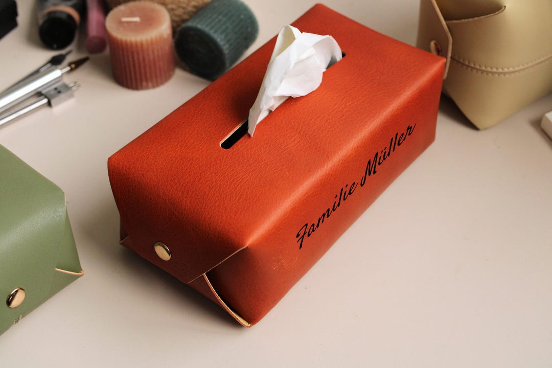 Handmade Leather Tissue Box Cover, Personalized Gift - Etsy