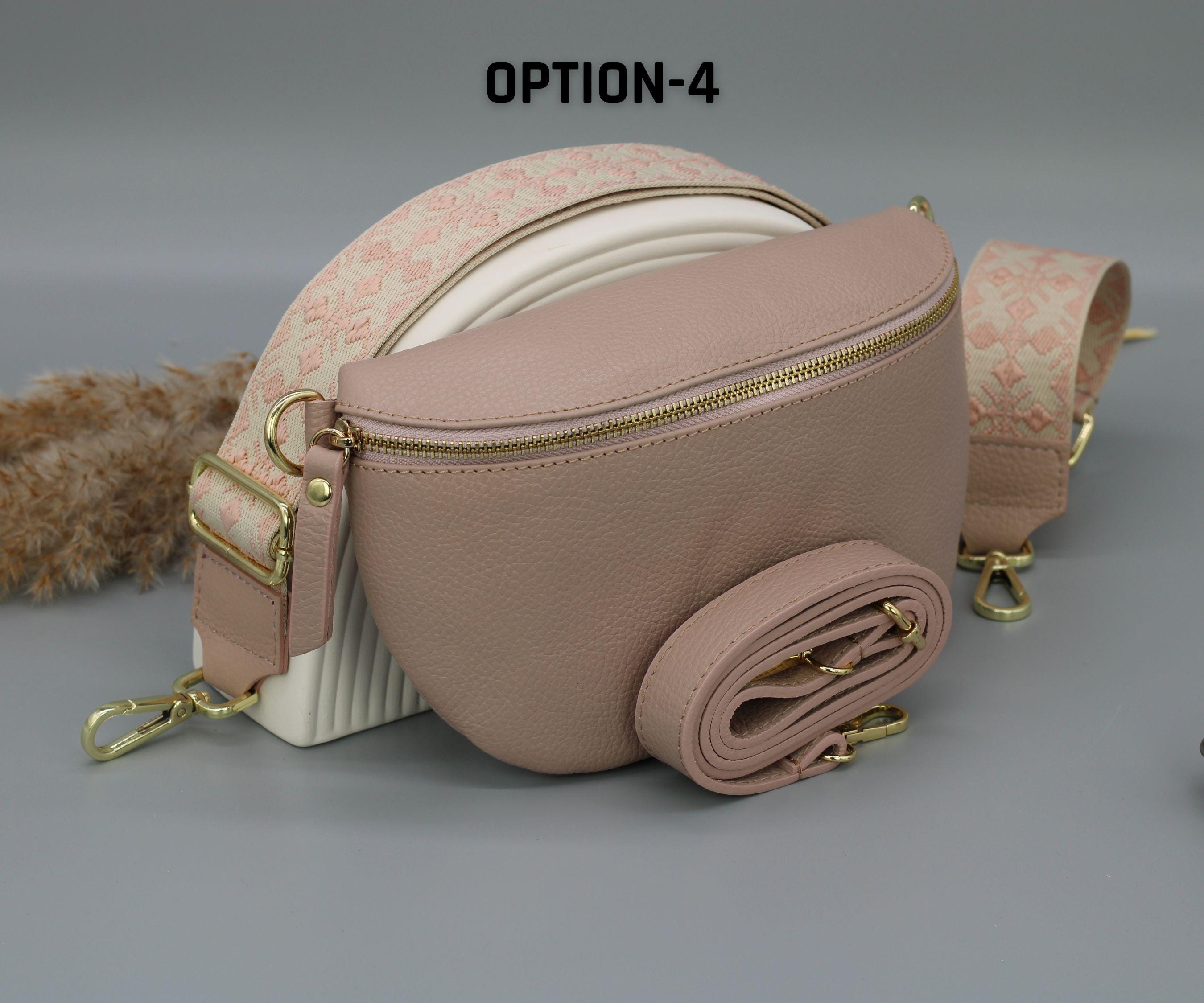 Rose Leather Belly Bag: Gold Zipper, Patterned Strap Options - Etsy
