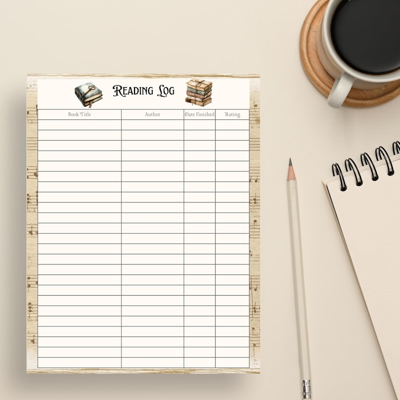 Reading Log Bundle Printable, Book Tracker List, Vintage Inspired ...