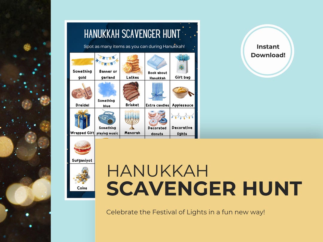 Hanukkah Scavenger Hunt: Printable Jewish Holiday Activity (PDF ...