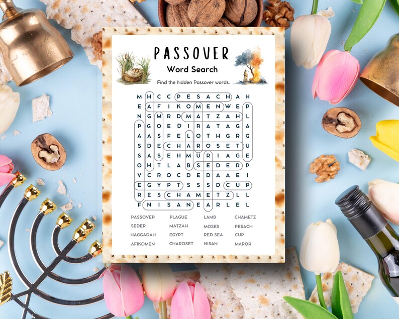 Passover Word Search Puzzle: Printable Jewish Holiday Game; Pesach Kids ...