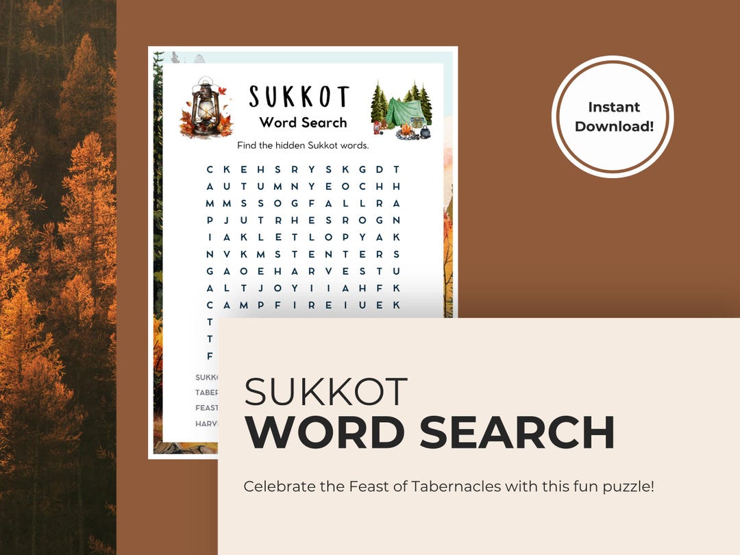 Sukkot Word Search Puzzle: Feast of Tabernacles Fall Holiday Activity ...