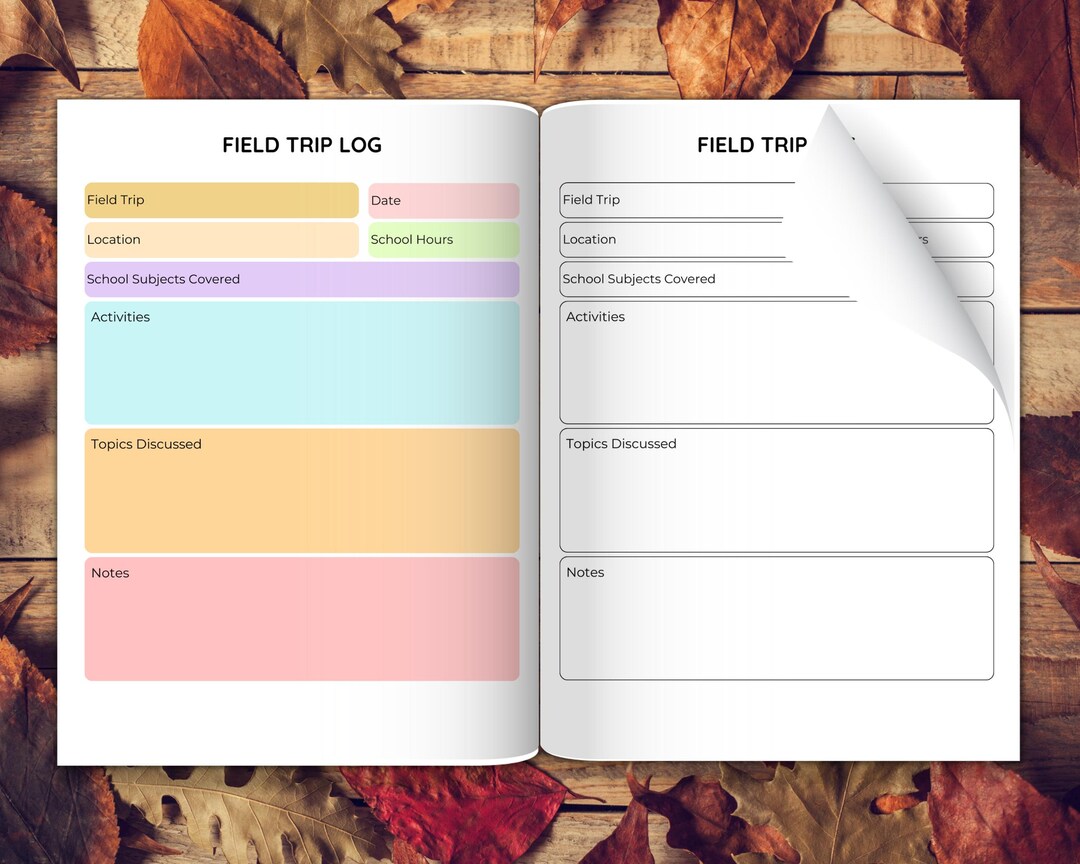 Field Trip Recording Log for Homeschool, Printable Instant Download ...
