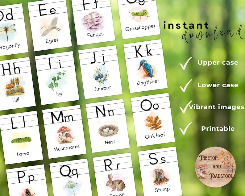 Nature ABC Poster Set, Printable Alphabet Signs for Classroom or ...