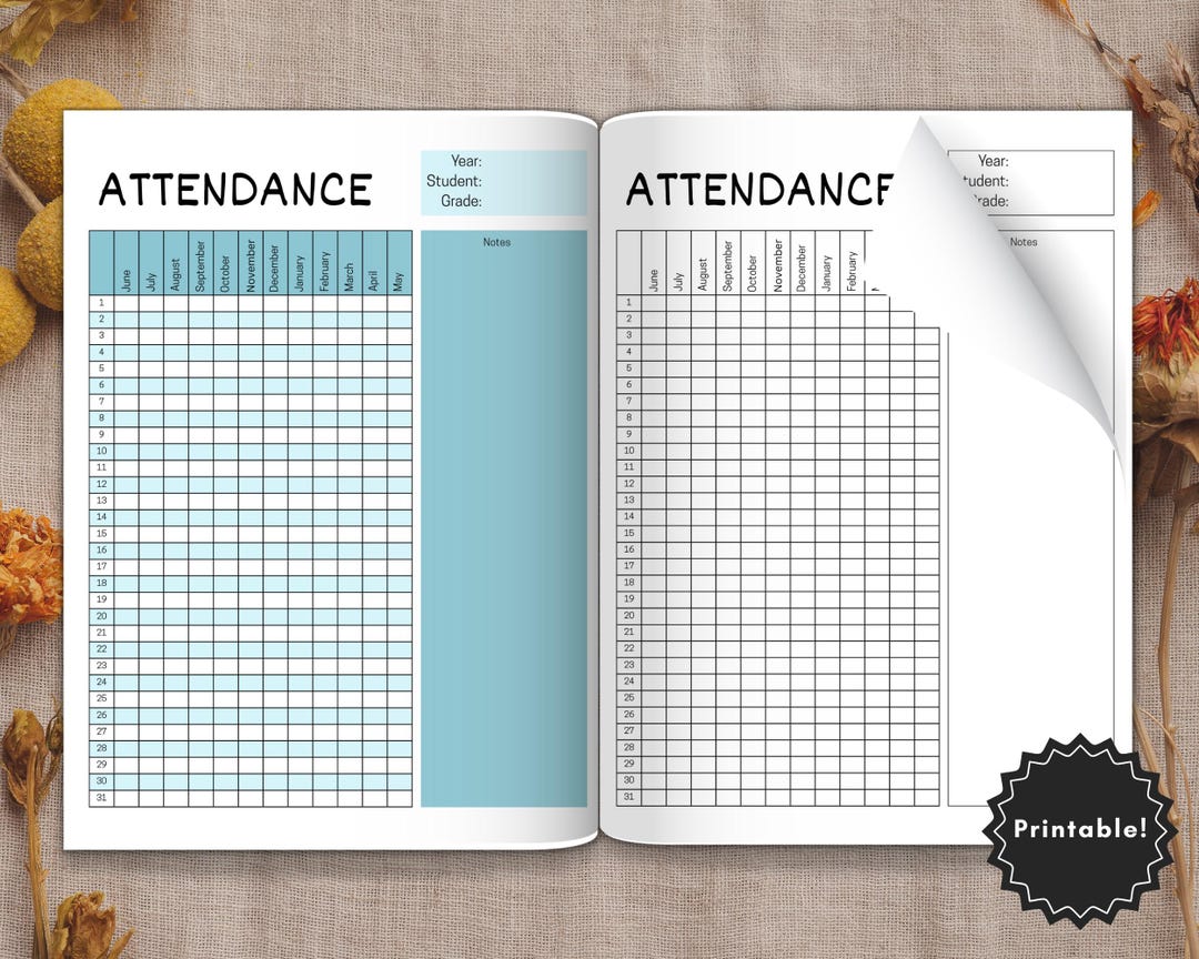 Homeschool Attendance Tracker: Single Student Printable (PDF Download ...