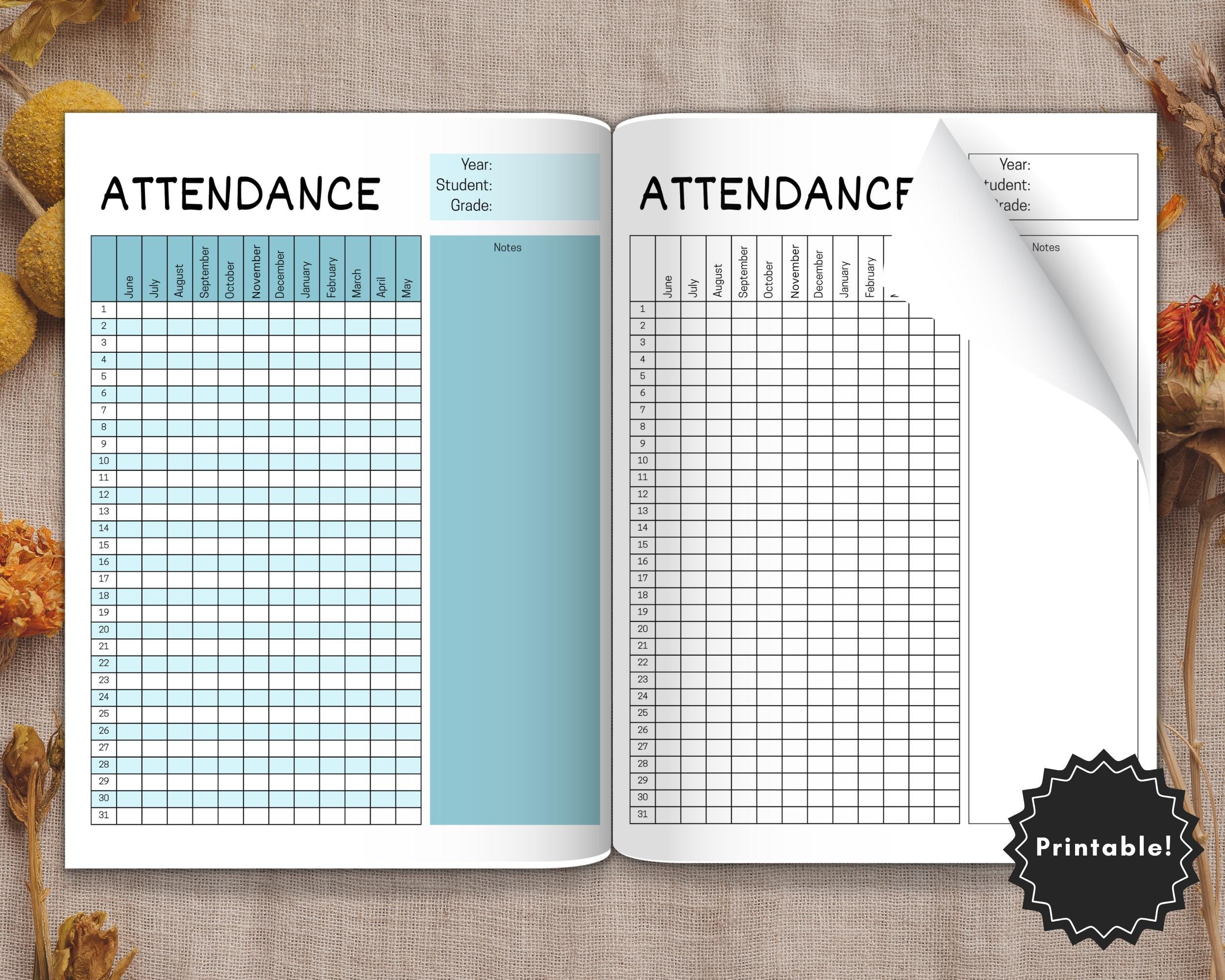 Homeschool Attendance Tracker: Single Student Printable (PDF Download ...