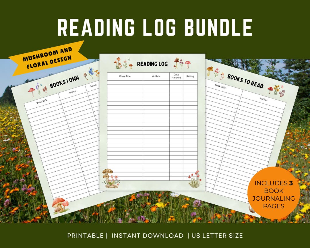 Reading Log Bundle: Printable Book Journal Planner Pages; Books to Read ...