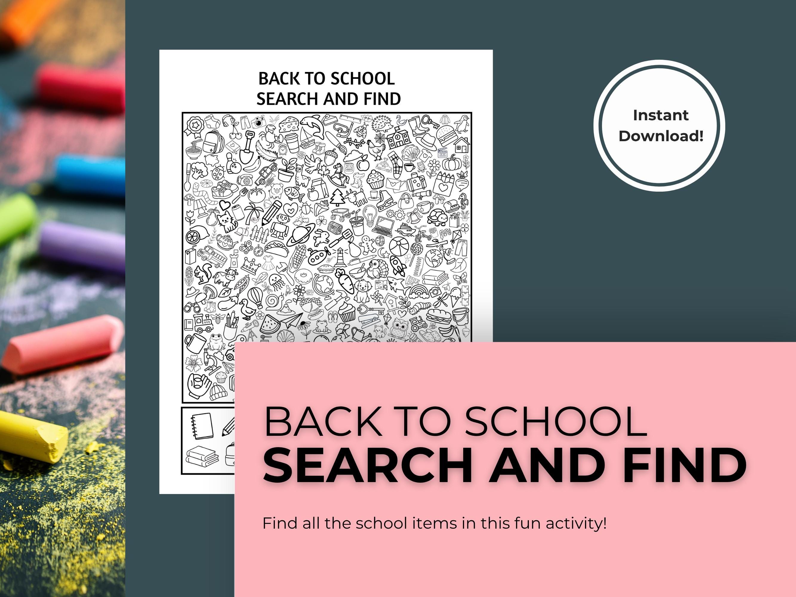 Back to School Search and Find : Printable Hidden Object Game ...