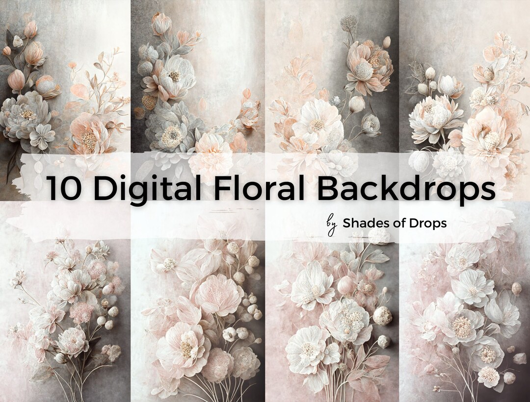 10 Fine Art Floral Digital Backdrops, Maternity Backdrop Overlays ...