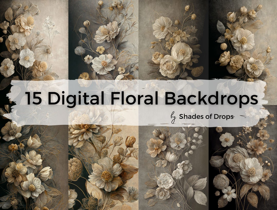 15 Fine Art Floral Digital Backdrops, Maternity Backdrop Overlays ...