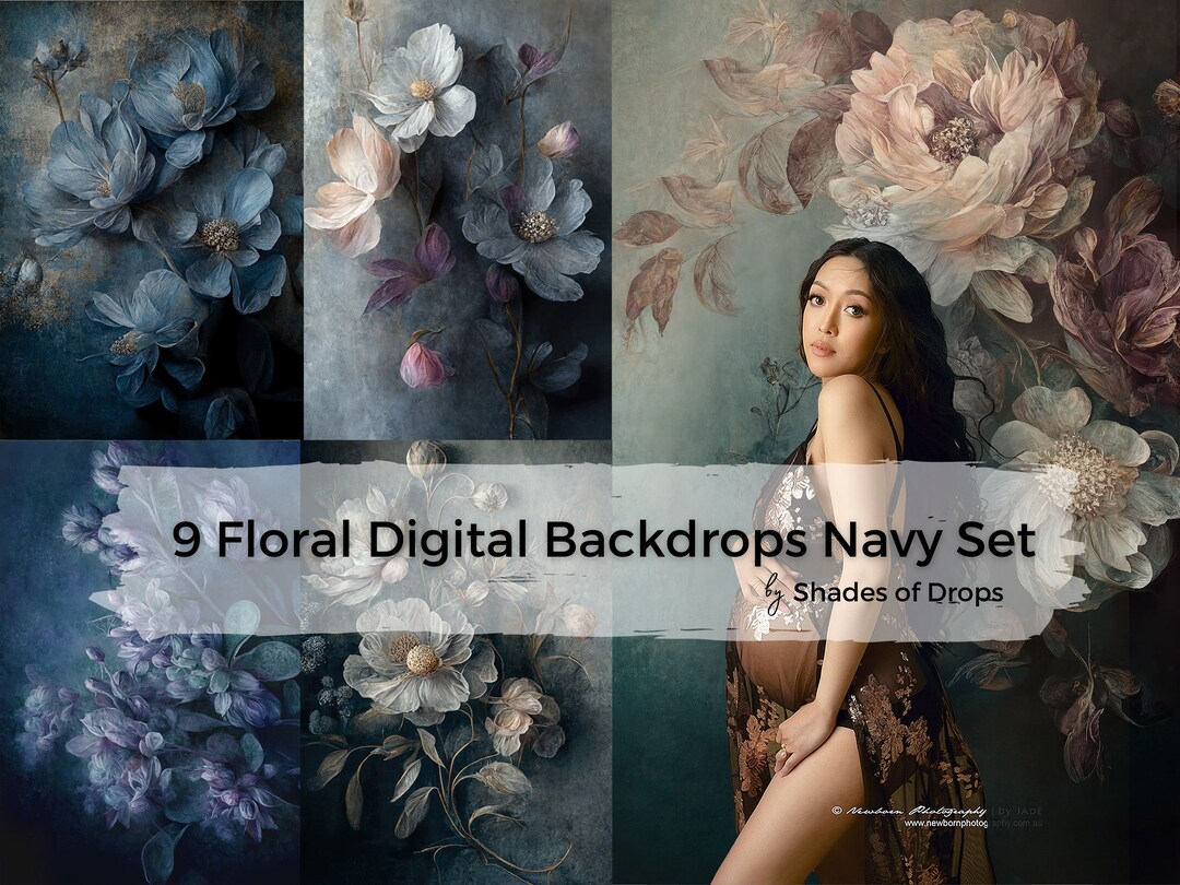 9 Fine Art Floral Digital Backdrops, Maternity Backdrop Overlays ...