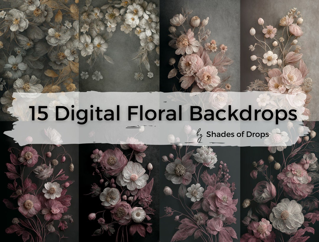 15 Fine Art Floral Digital Backdrops, Maternity Backdrop Overlays ...