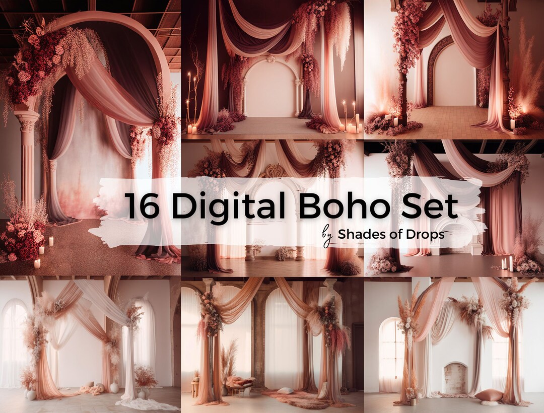 16 Digital Backdrops, Boho Indoor Maternity Sets, Maternity Backdrop ...