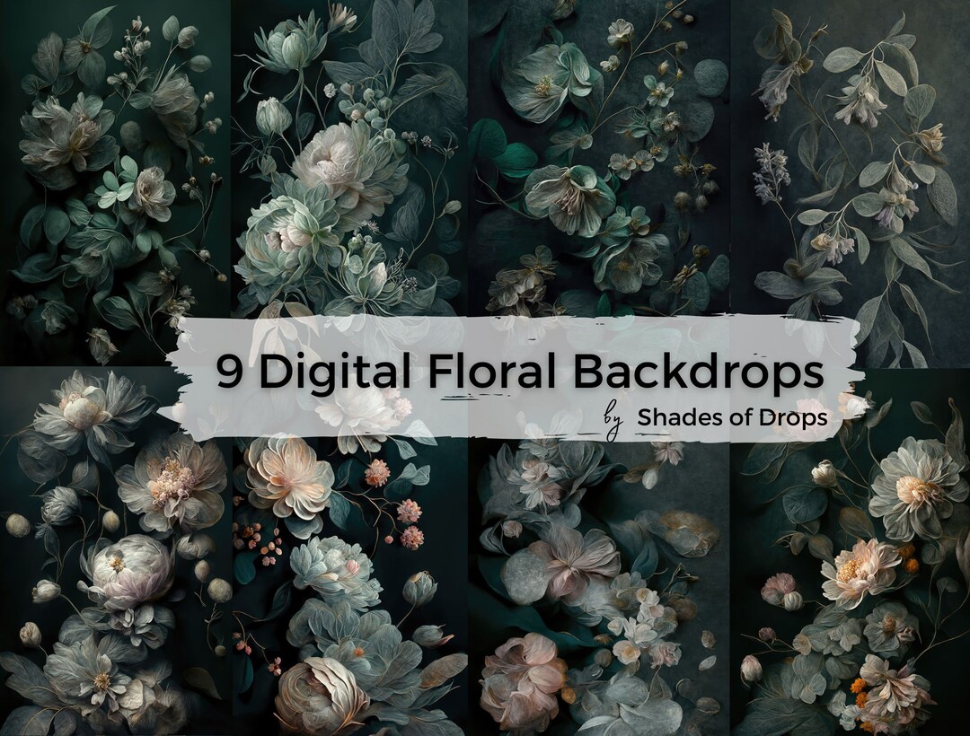 9 Fine Art Floral Digital Backdrops, Maternity Backdrop Overlays ...