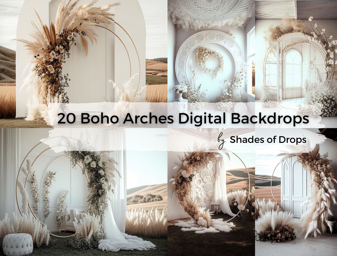 20 Digital Backdrops, Boho Floral Arches, Maternity Backdrop Overlays ...