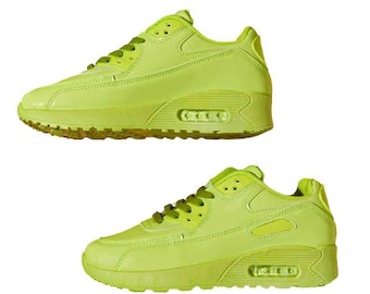 Neon Lime Green Women’s Athletic Shoes / Neon Green Sneakers - Etsy