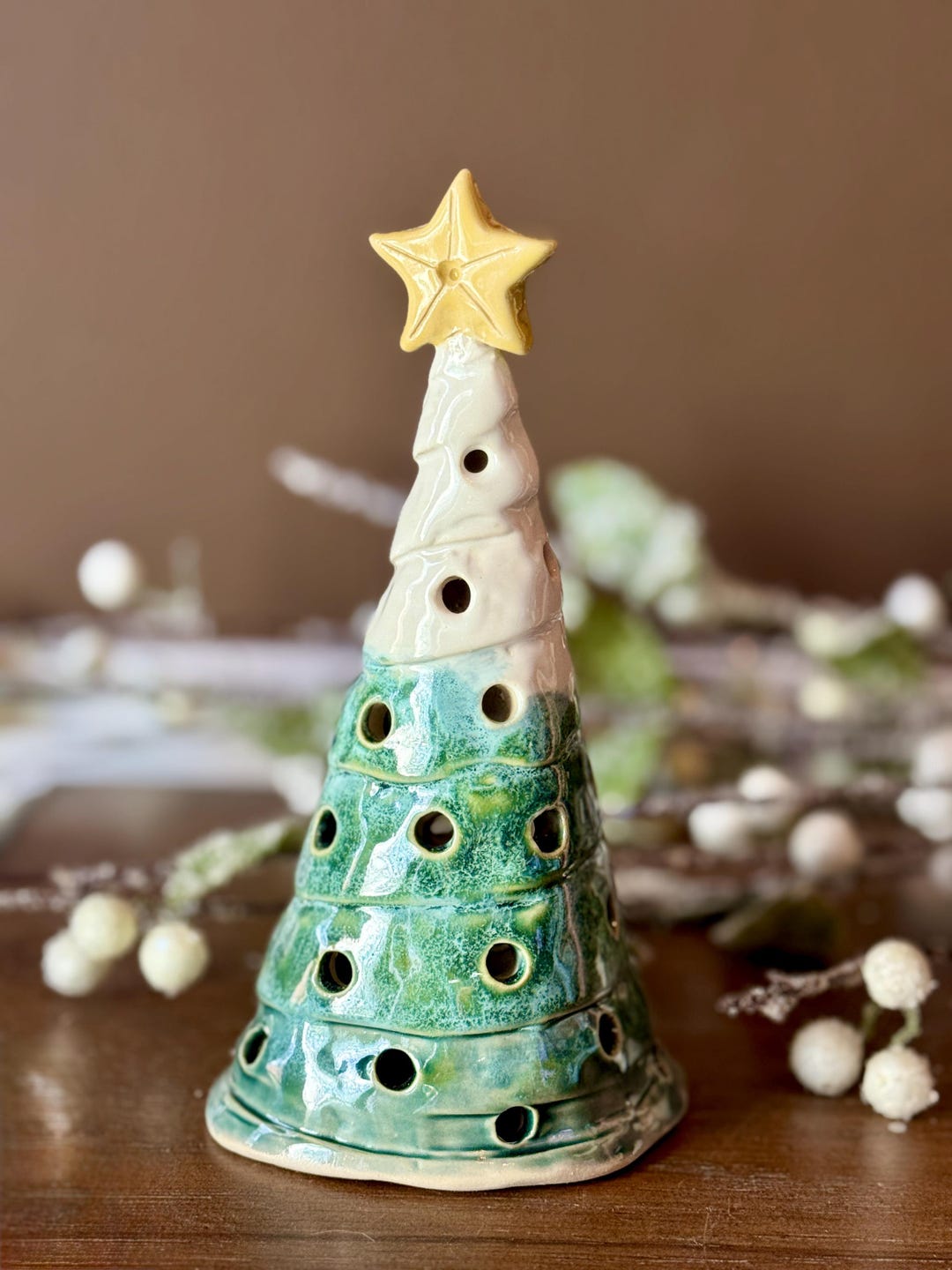 Handmade Ceramic Christmas Tree Luminary - Etsy