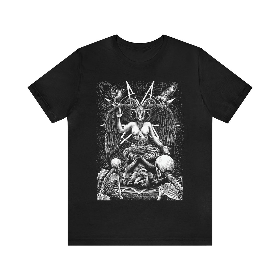 Baphomet T-shirt, Hail Satan T-shirt, Atheist Pagan Pentagram Heavy ...