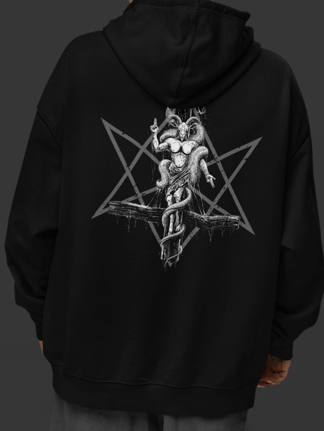 Blasphemer Baphomet Zip up Hoodie - Goth Hoodie, Punk Hoodie, Baphomet ...
