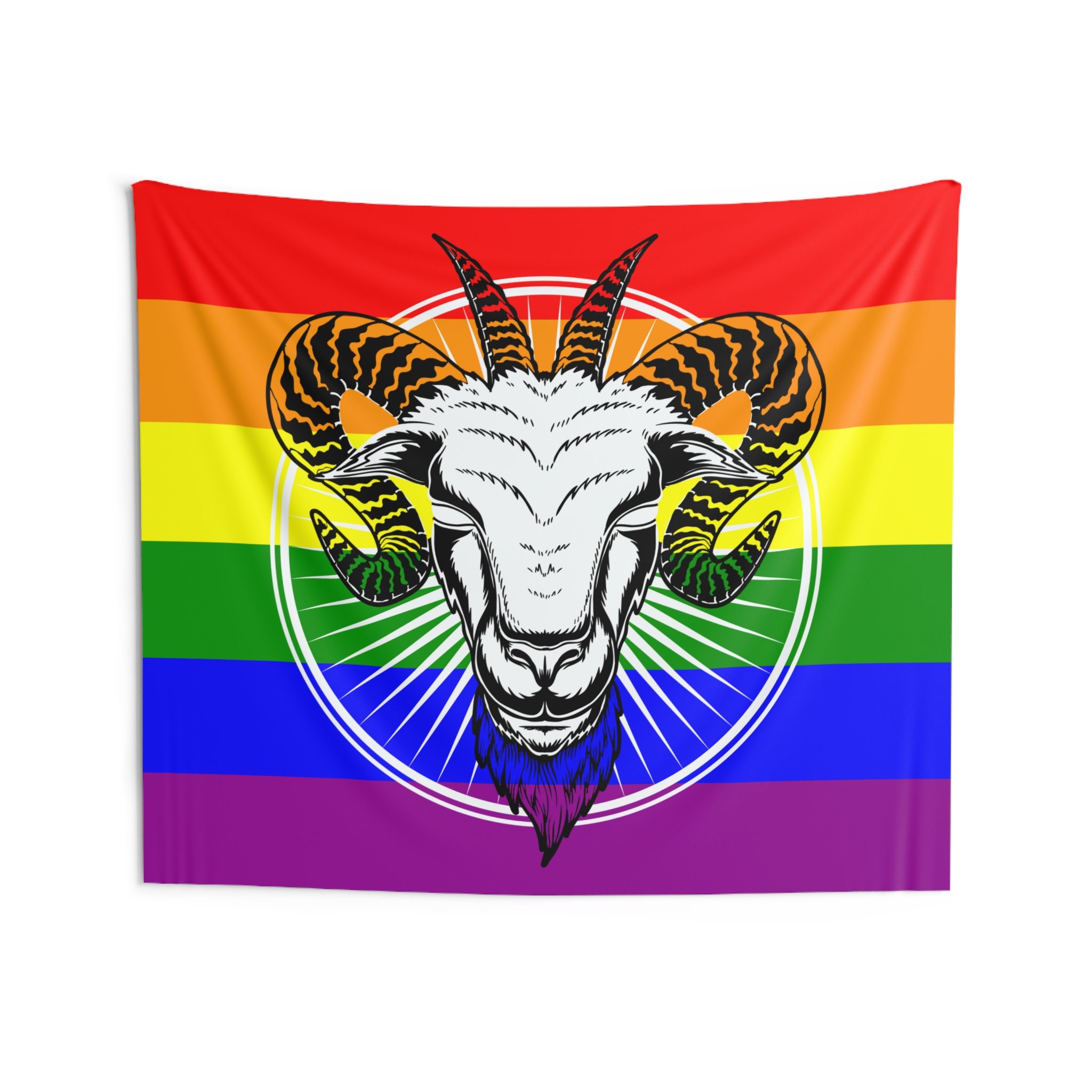 Baphomet Pride Tapestry, Pride Flag, Baphomet Flag, Baphomet Tapestry ...