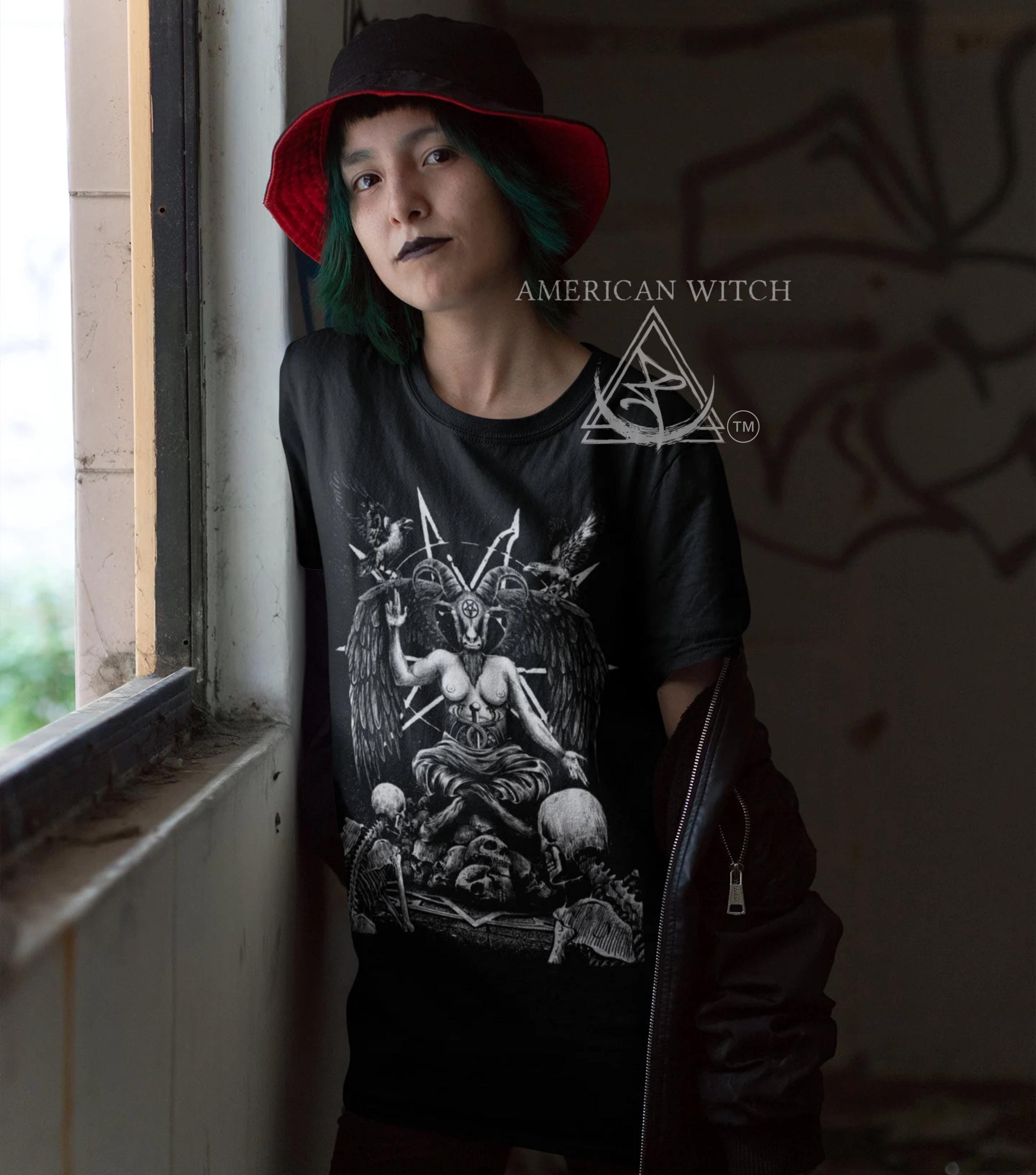 Baphomet T-shirt, Hail Satan T-shirt, Atheist Pagan Pentagram Heavy ...