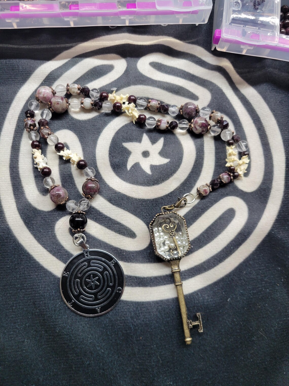 Hekate Rosary Beads, Rattlesnake Vertebrae, Tourmaline, Orphic Hymn - Etsy