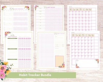 Floral Habit Tracker Bundle - Etsy