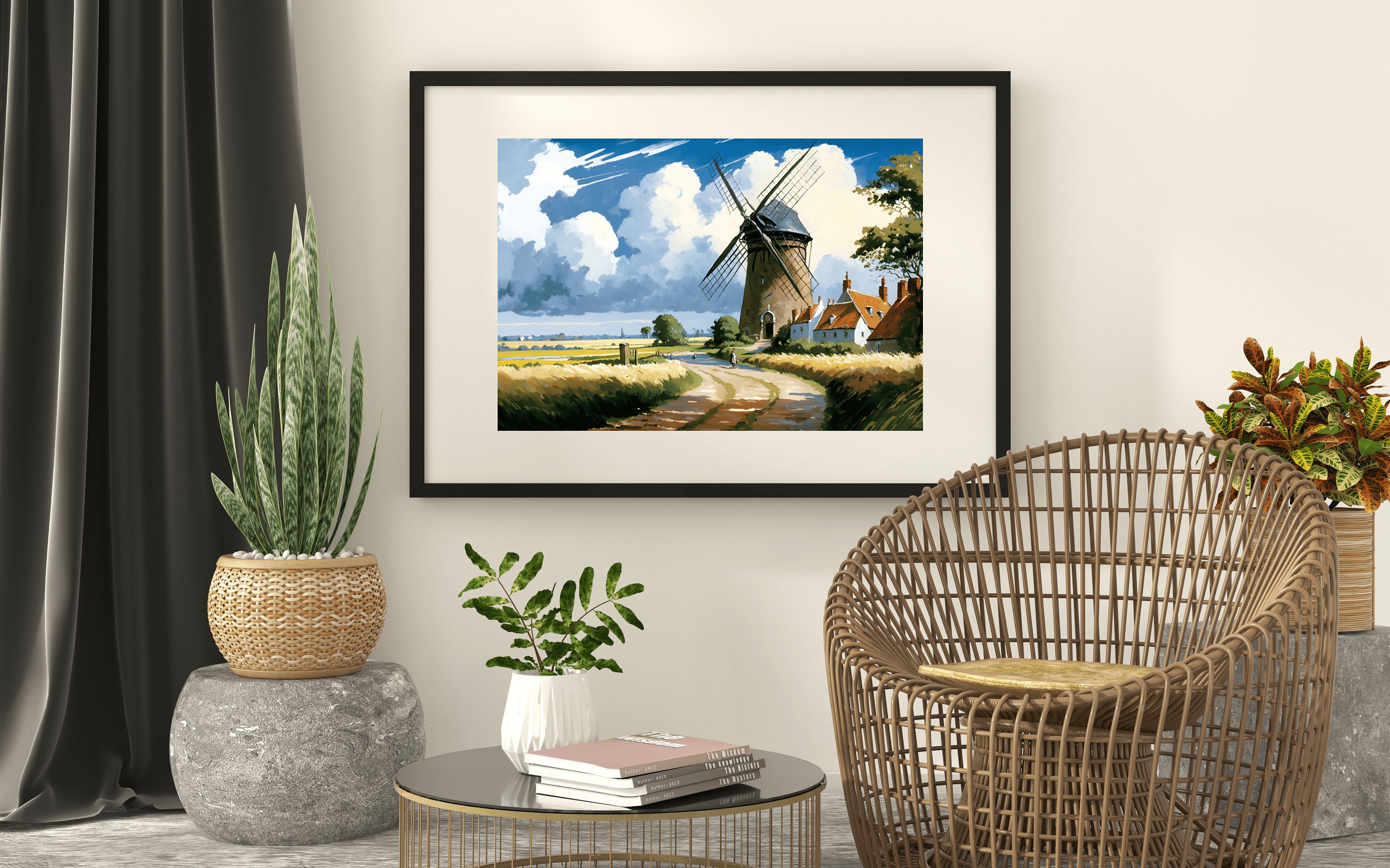 DUTCH WINDMILL ART, Countryside Painting, Dutch Art, Trending Large ...