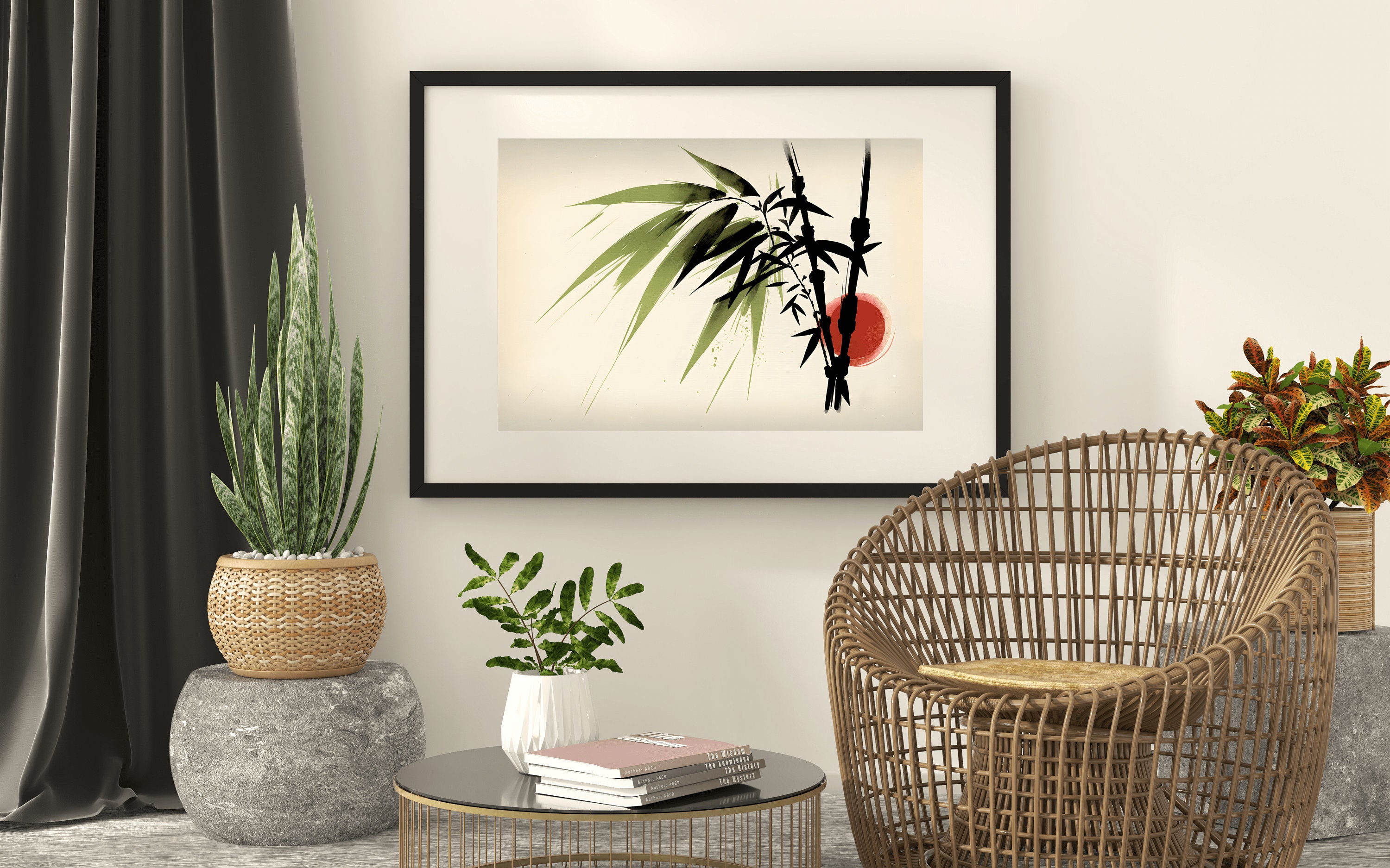 Sumi-e Art Print, Zen Bamboo Wall Decor, Japanese Wall Art, Home Decor ...