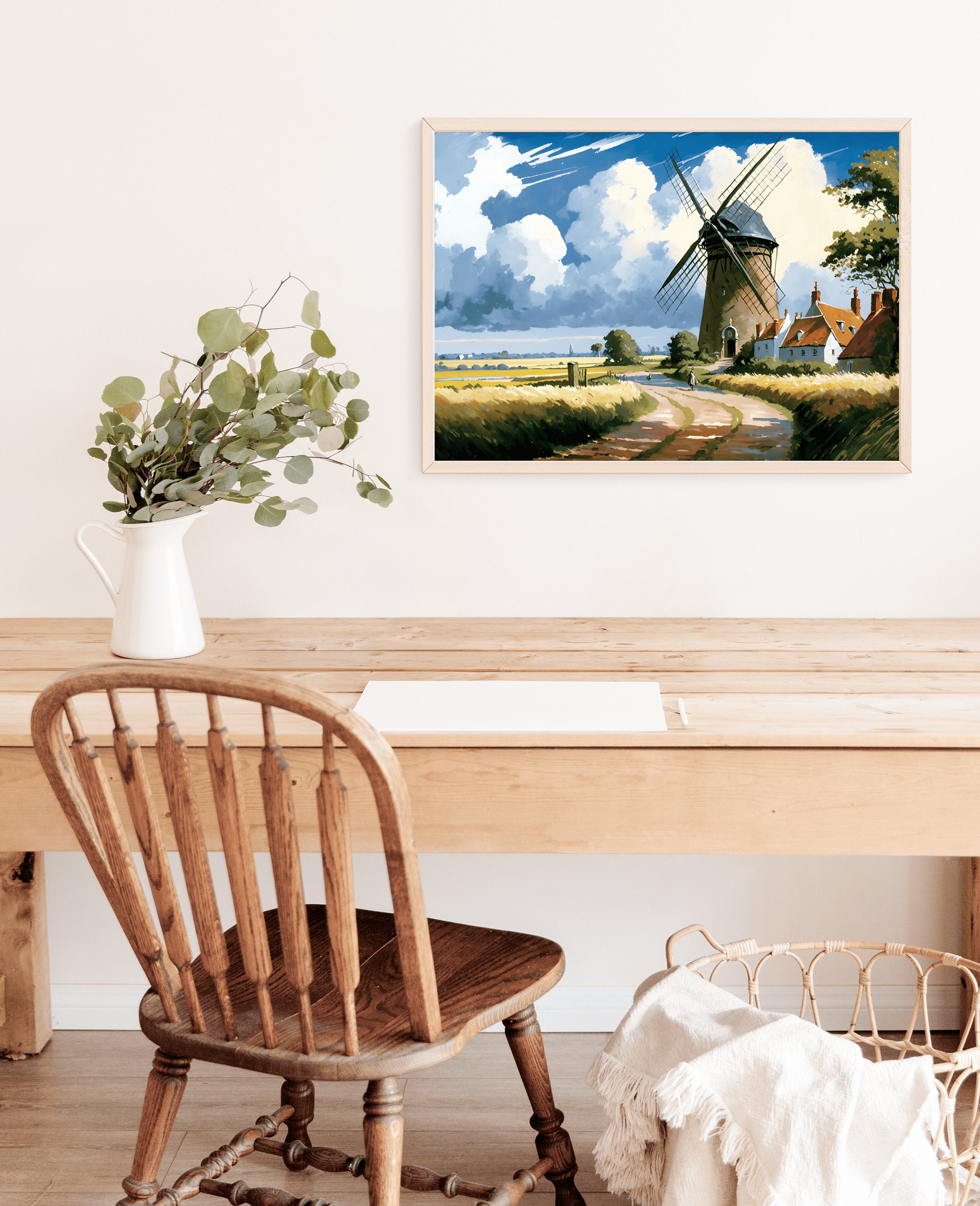 DUTCH WINDMILL ART, Countryside Painting, Dutch Art, Trending Large ...
