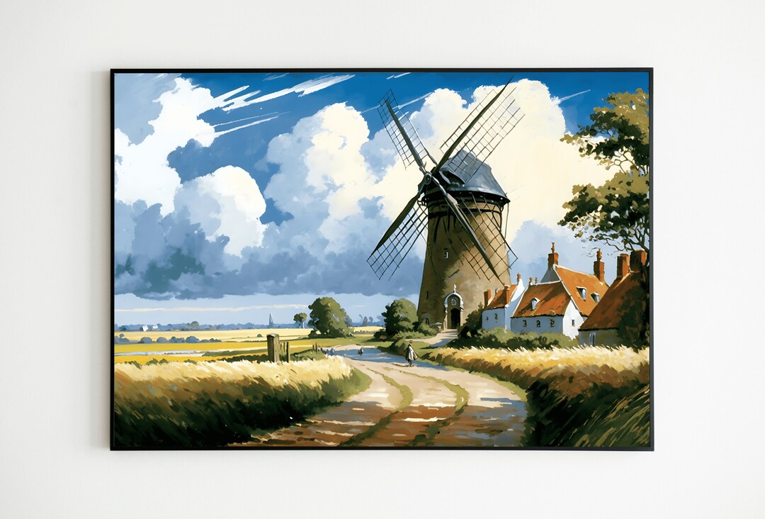 DUTCH WINDMILL ART, Countryside Painting, Dutch Art, Trending Large ...