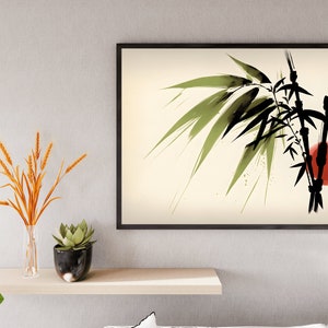 Sumi-e Art Print, Zen Bamboo Wall Decor, Japanese Wall Art, Home Decor ...