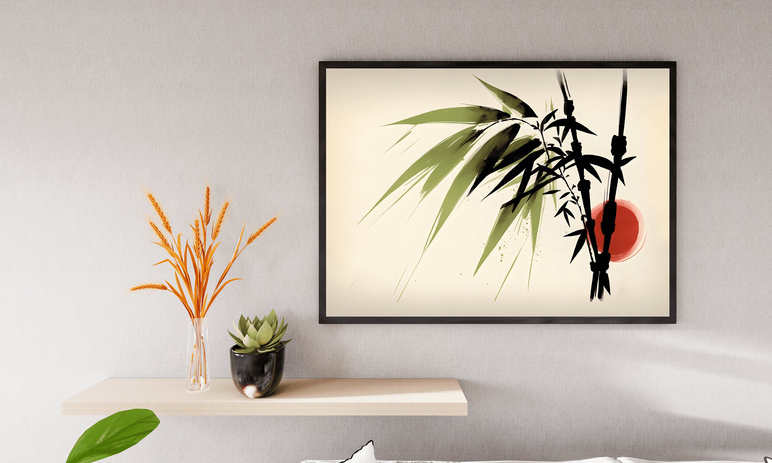 Sumi-e Art Print, Zen Bamboo Wall Decor, Japanese Wall Art, Home Decor ...
