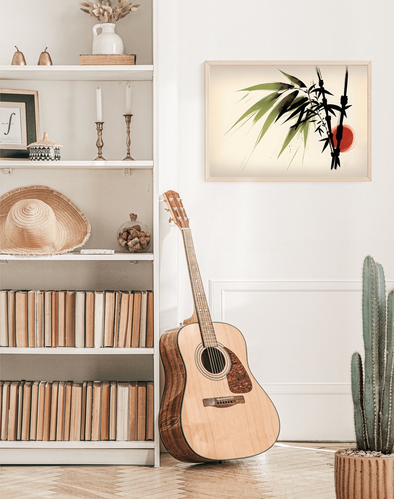 Sumi-e Art Print, Zen Bamboo Wall Decor, Japanese Wall Art, Home Decor ...