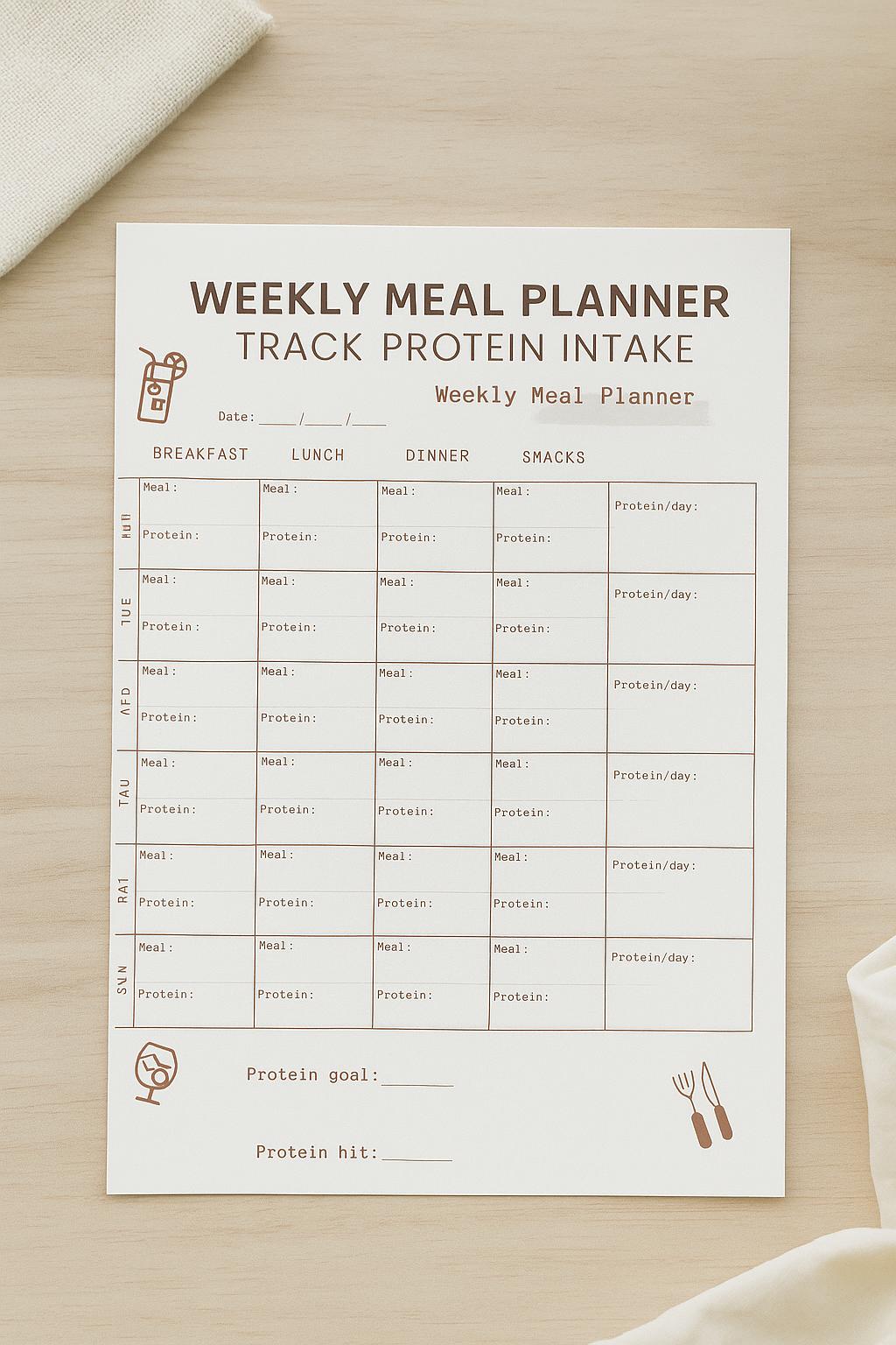Protein Tracker, Digital Protein Journal, Food Journal, Weekly Meal ...