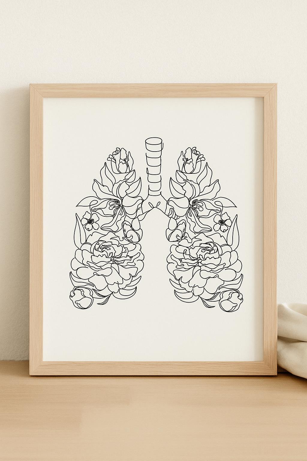 Floral Lung Digital Art, Medical Wall Art, Medical Art, Anatomy Art ...