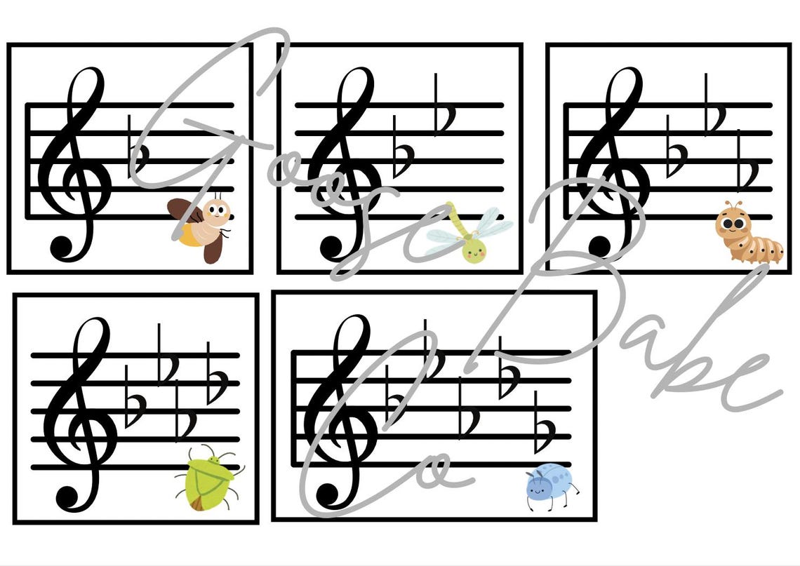 Sharps and Flats Flashcards, Cute Music Flashcards, Music Theory ...