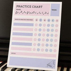 Music Practice Chart for Student, Weekly Practice Tracker, Printable ...