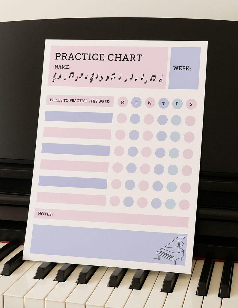 Music Practice Chart for Student, Weekly Practice Tracker, Printable ...