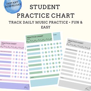 Music Practice Chart for Student, Weekly Practice Tracker, Printable ...