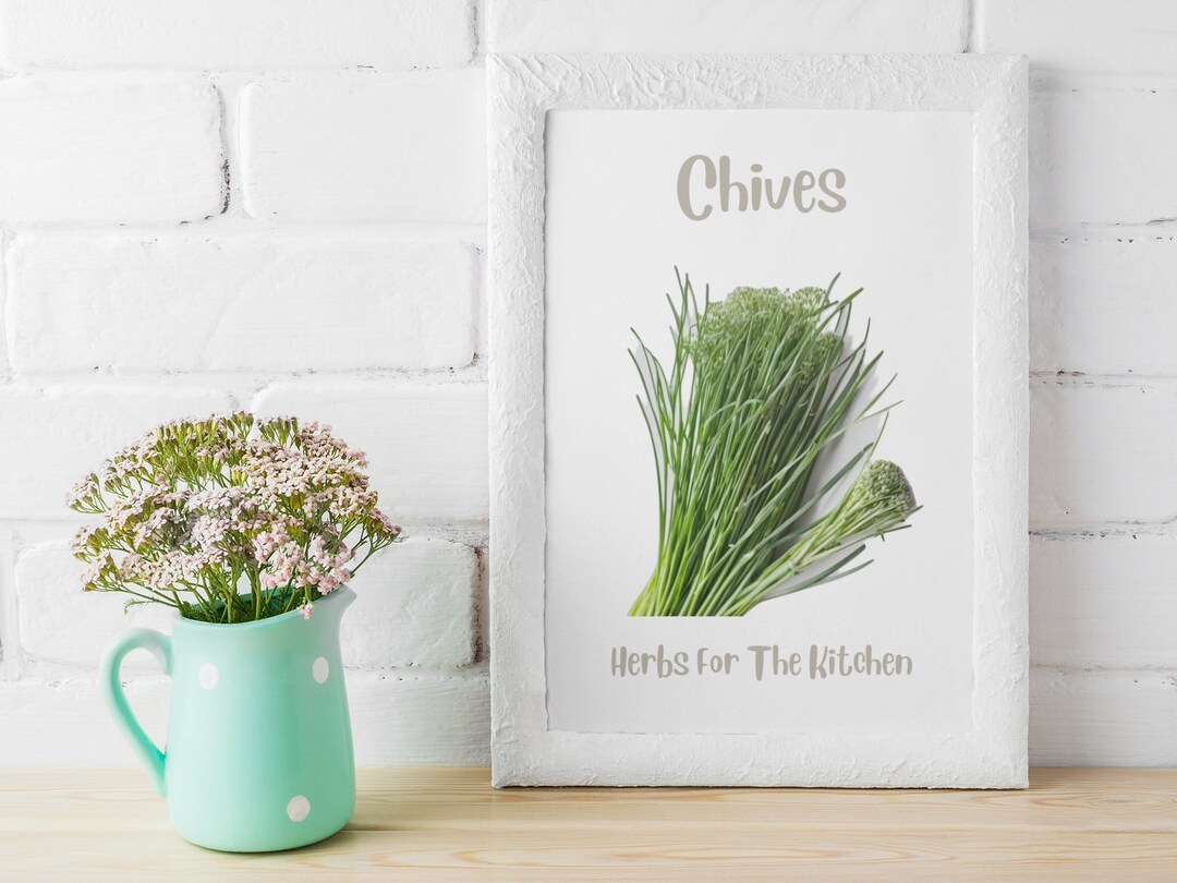 Chives Herb Wall Art Print A4 Kitchen Decor Poster, Food Lovers Gift ...