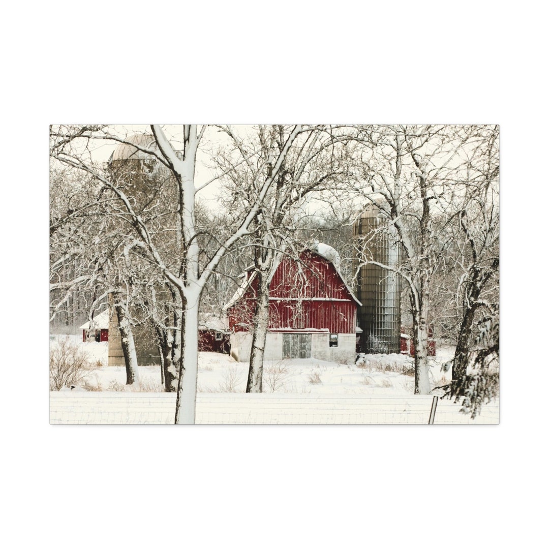 Red Barn in Snow Photograph, Winter Photography, Farmhouse Country ...