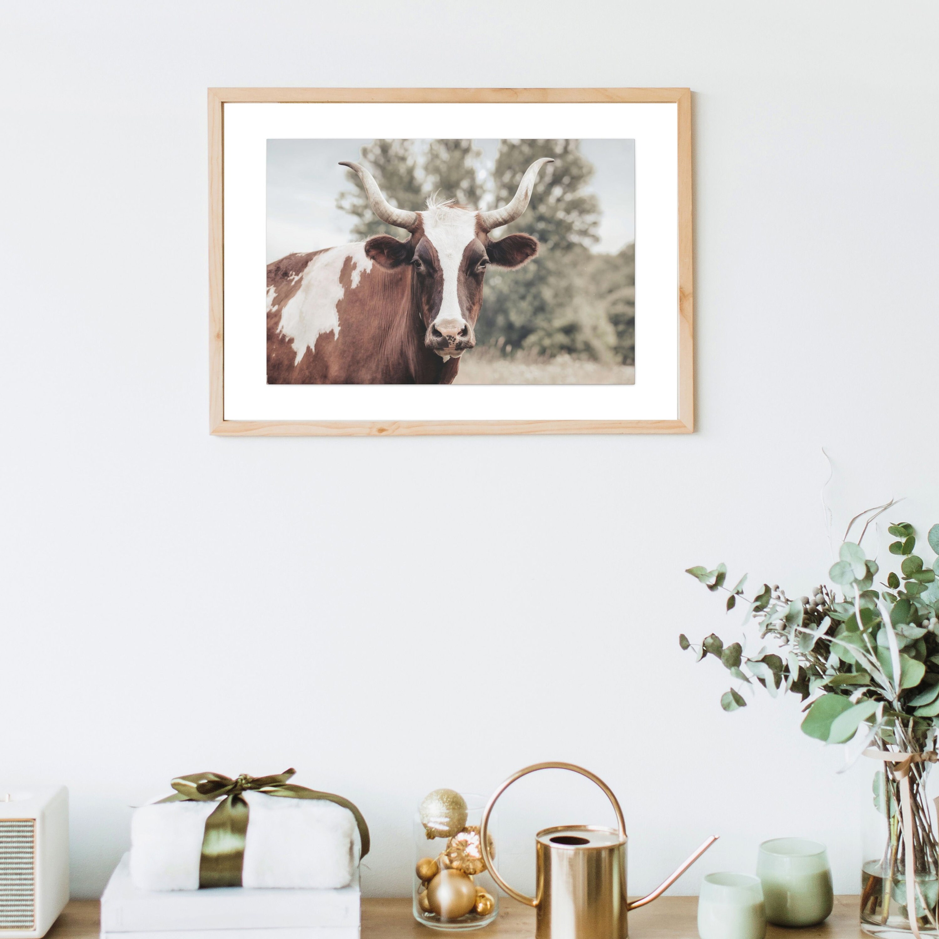 Rustic Cow Canvas, Rustic Cow Poster, Farmhouse Poster, Farmhouse ...