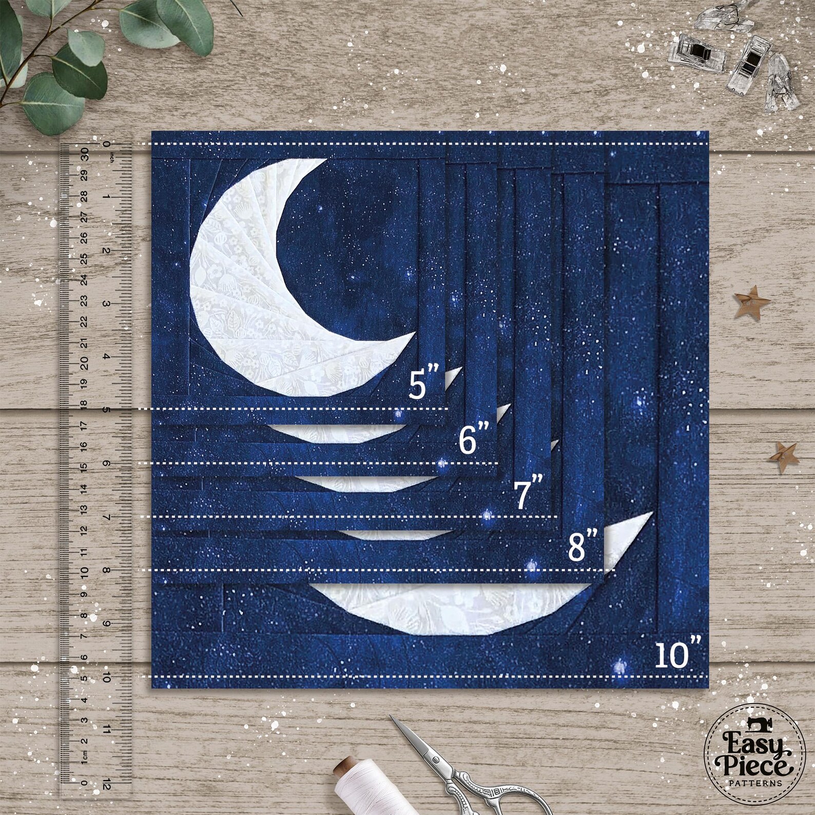 Moon in 5 Sizes, 5" 6" 7" 8" 10" Crescent Moon. Easy Single Unit FPP ...