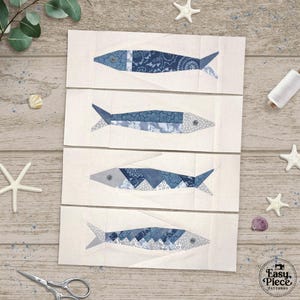 Scrappy Sardines FPP Patterns, 4 Designs in 3 Sizes, 6" 8” and 10 ...