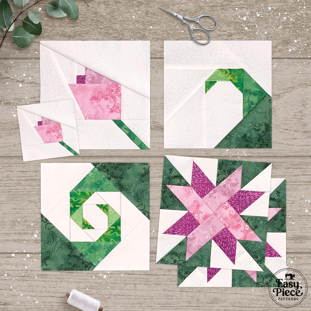 Tangled Blooms, 4 Blocks in 4 Sizes. Create Your Own Projects or Follow ...
